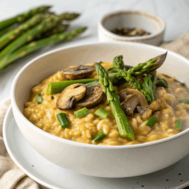 Asparagus Mushroom Risotto Recipe | Super Creamy - Blooming Health Secrets